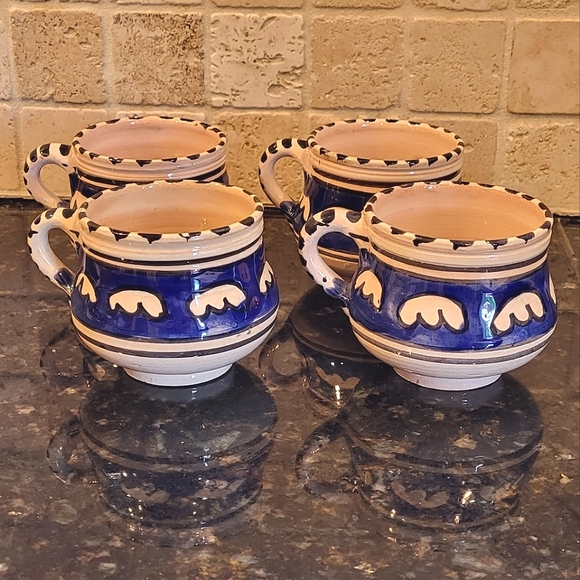 Dining | Vintage Funky Hand Painted Mochaware Coffee Cups Cream And ...